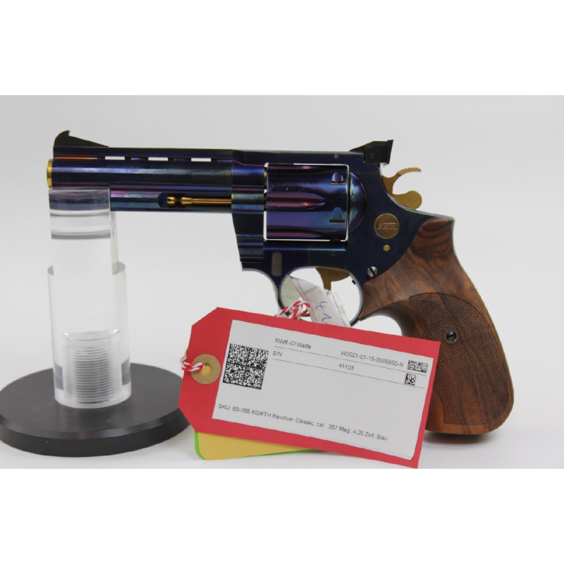 Korth Revolver Classic 357 Mag. 4.25" Mat Blue Plasma Finish